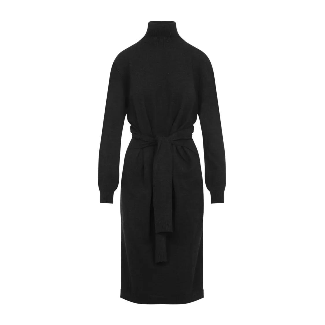 Lemaire Grey High Neck Midi Dress Black | Robe midi