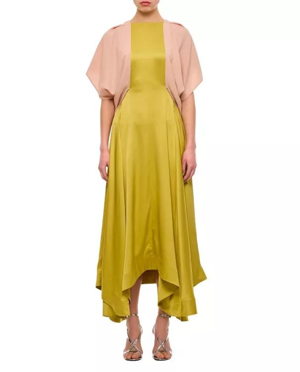 Colville Drape Midi Dress Yellow