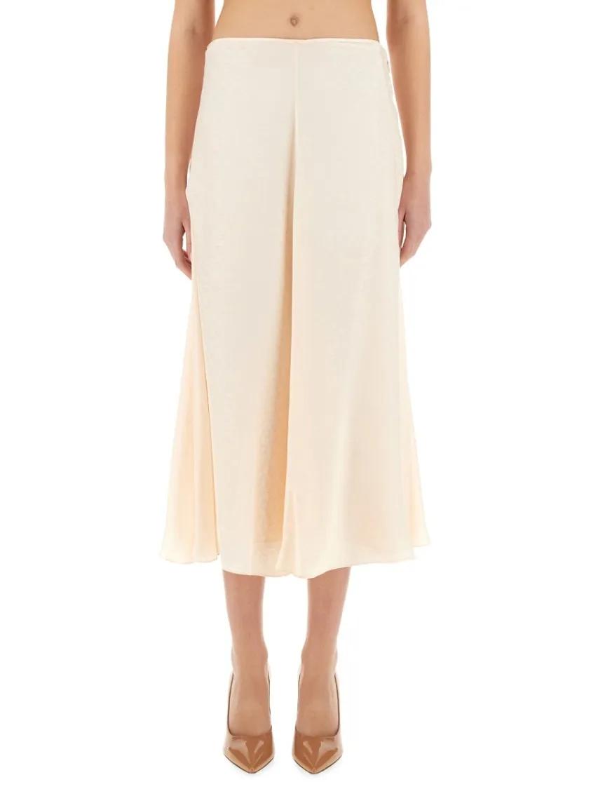 Fendi Ff Silk Skirt Neutrals | Midirock