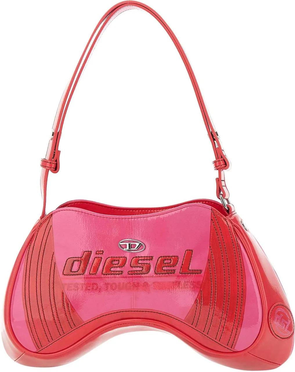 Diesel Sculptural Red Bag With Glossy Finish Red | Schoudertas