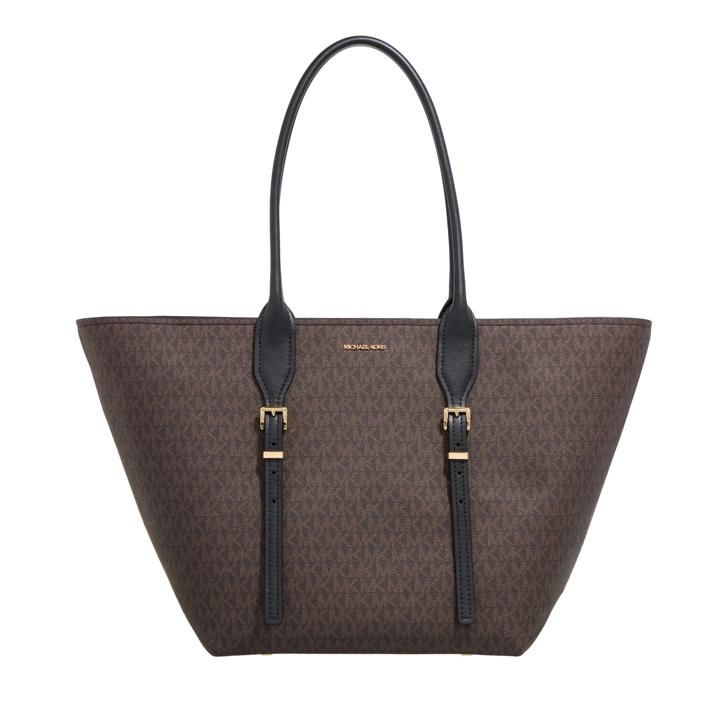 Michael Kors Lg Buckle Tote Brown Blk Shopping Bag