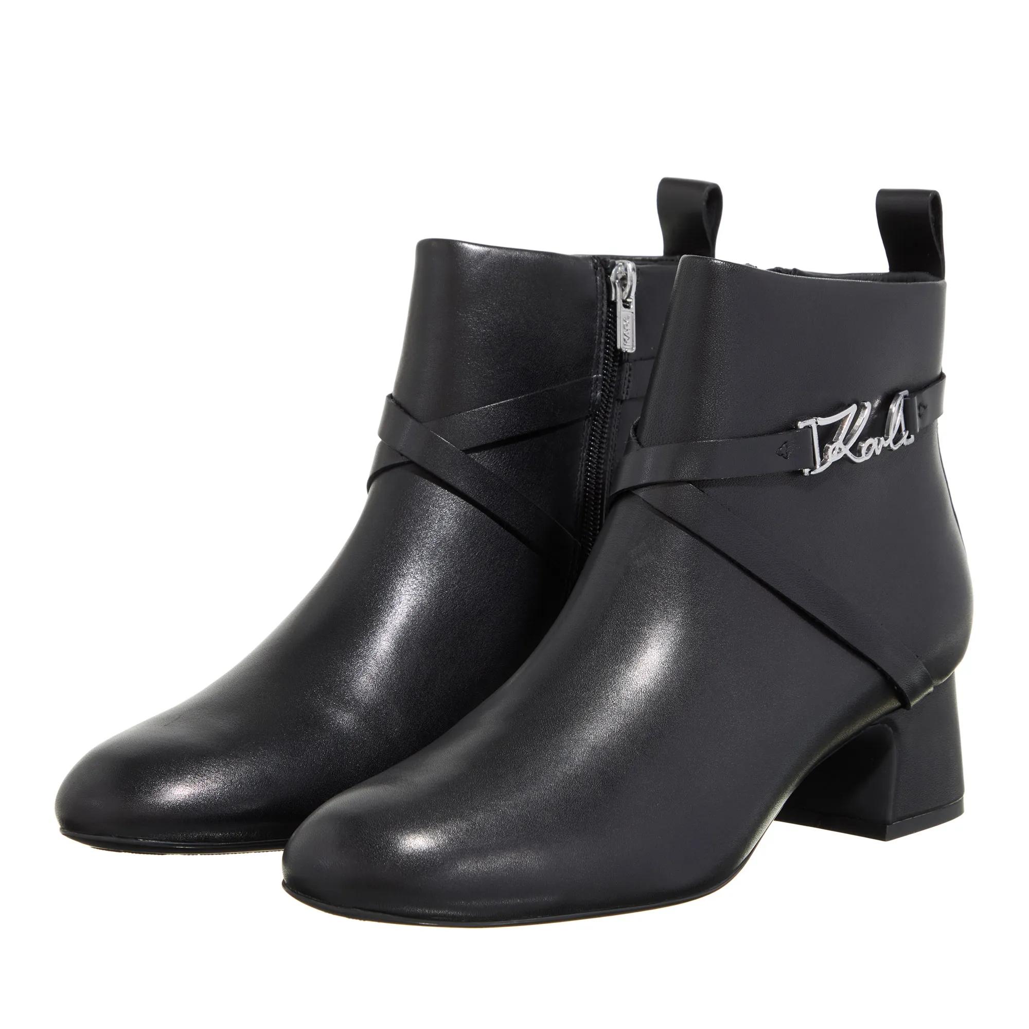 Karl Lagerfeld Bonnie Strap Boot Black Lthr w/Silver | Laarzen