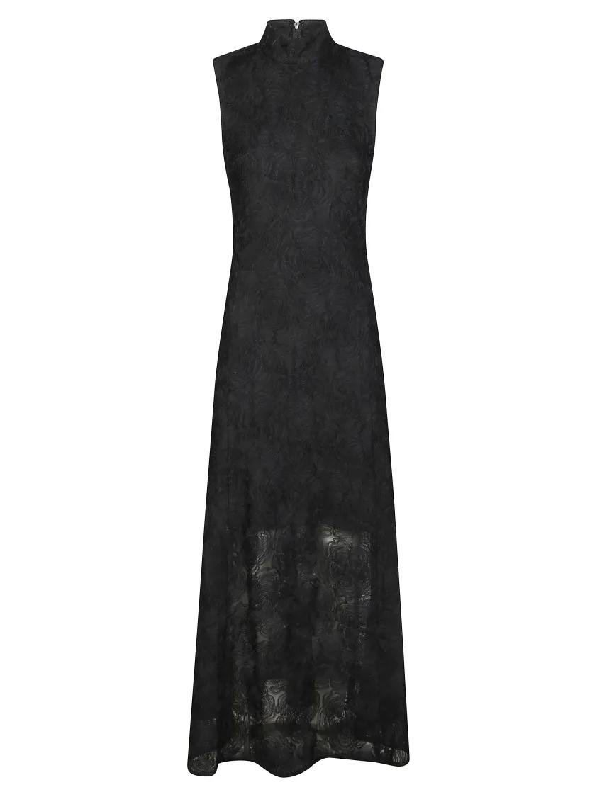 Rotate Flower Mesh Maxi Dress Black