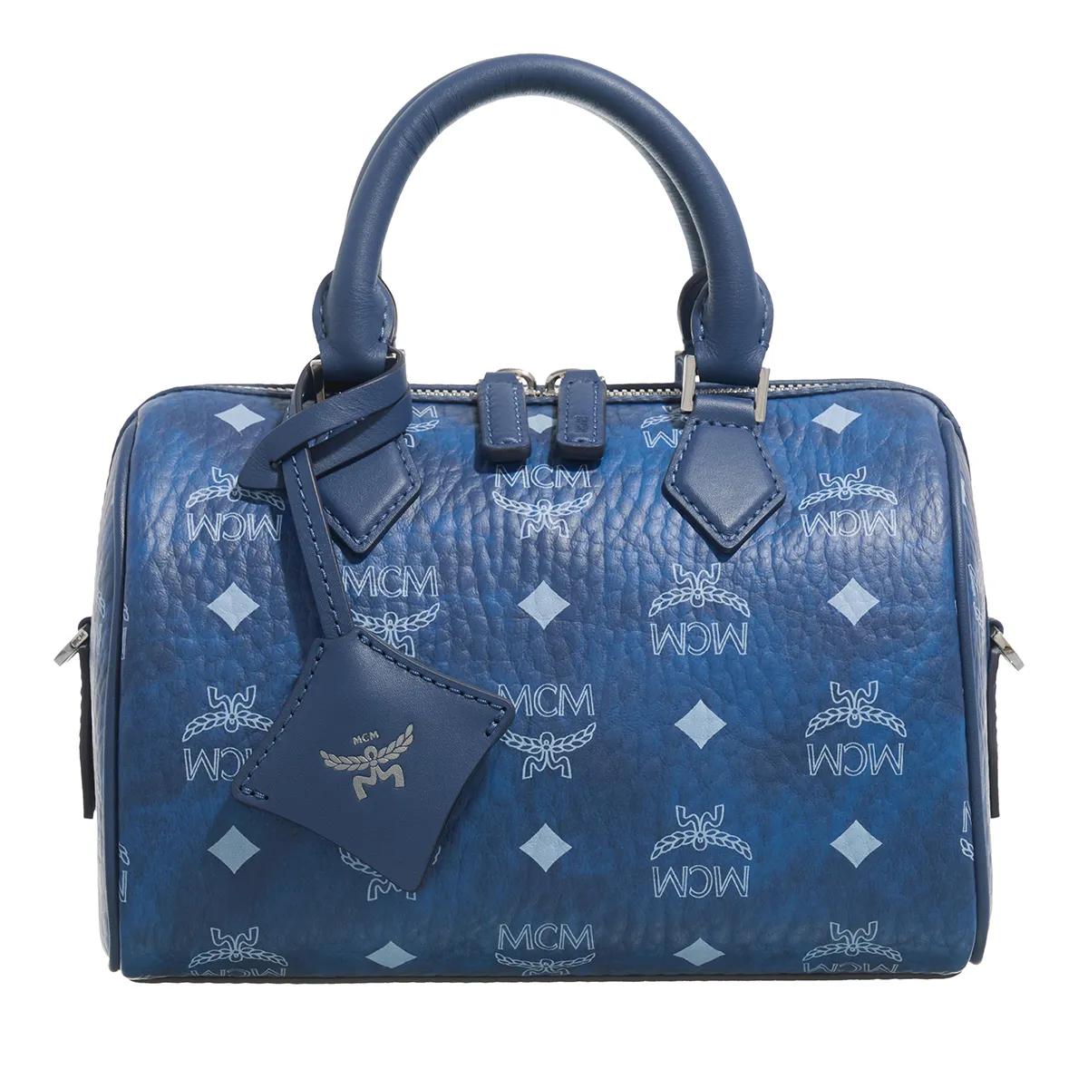 MCM Ella Boston Small Blue Visetos | Crossbody Bag