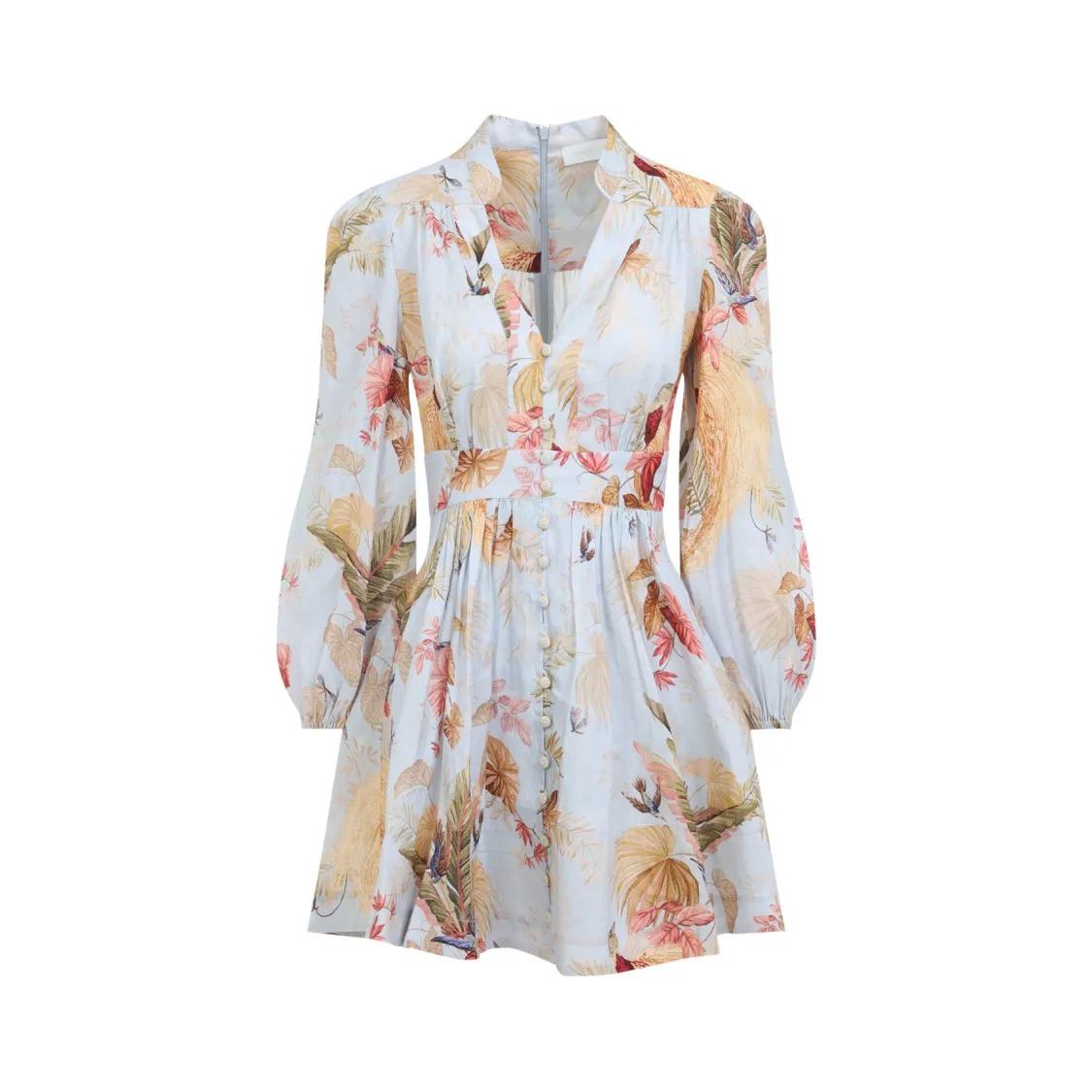 Zimmermann Ascension Plunge Mini Dress Blue | Mini-robe