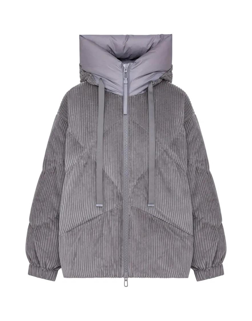 Duno Lightweight Short Down Jacket In Pure Wool Grey
