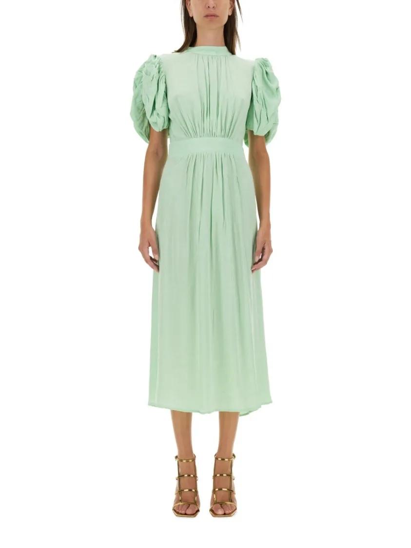 Rotate Puff Sleeve Midi Dress Green | Midi-jurk