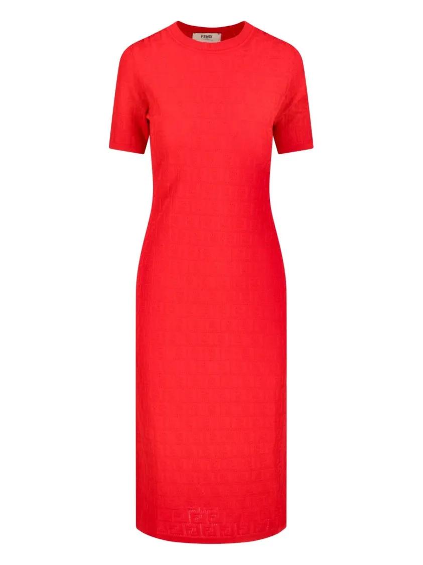 Fendi Form-Fitting Red Dress With Clean Lines And Classi Red | Midi-jurk