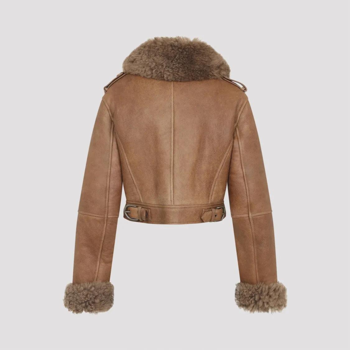 Chloé Amber Brown Sheep Skin Leather Jacket Brown | Leren jas