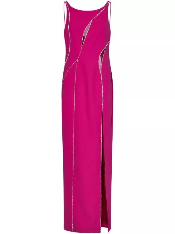 Zuhair Murad Long Raspberry-Colored Crepe Dress Pink | Jurken