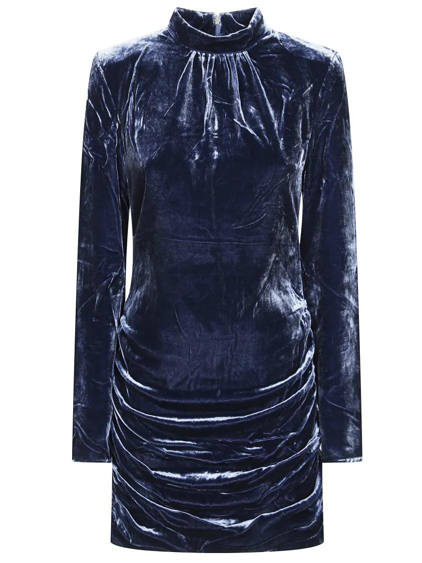 Rotate Silk Velvet Ls Mini Dress Black | Minikleid