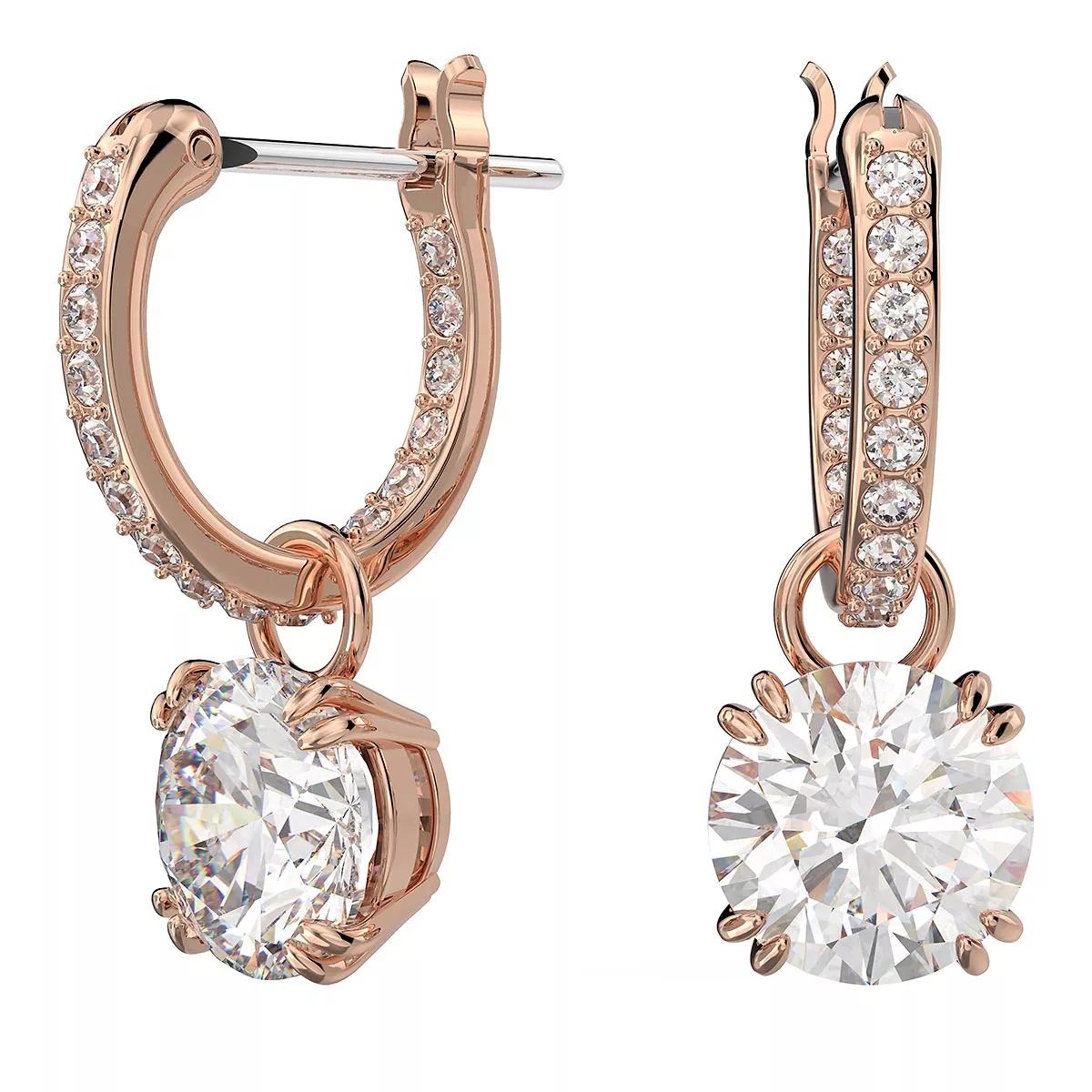 Swarovski Constella drop Round cut rose gold-tone plated White ...