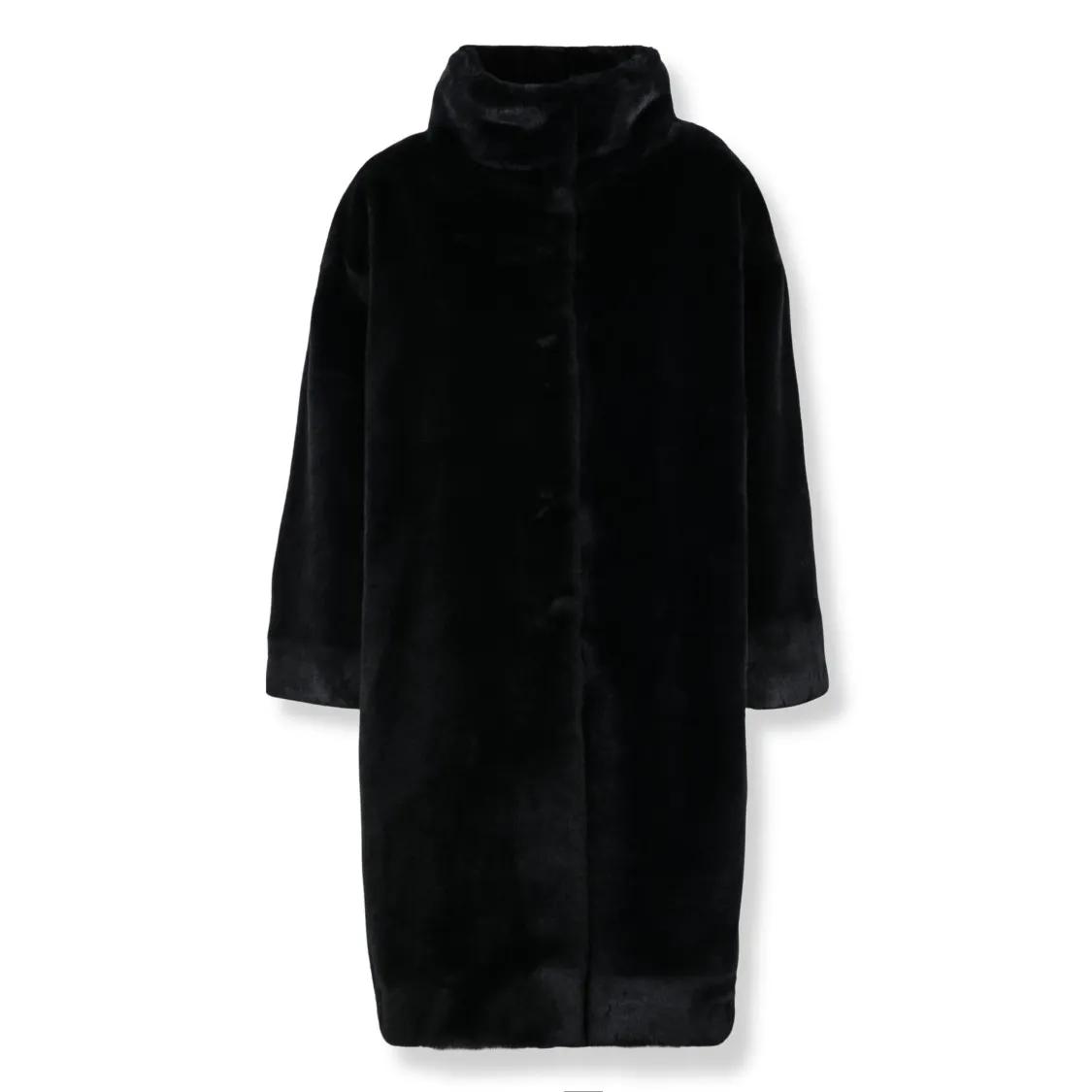 Herno Streamlined Long Coat With Soft Texture Black