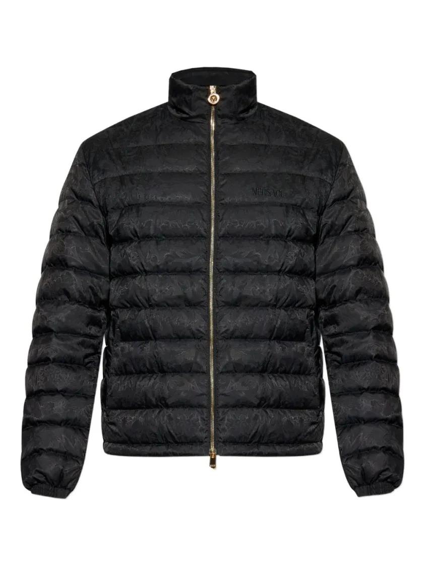 Versace Quilted High Collar Jacket With Gold-Tone Hardware Black ...