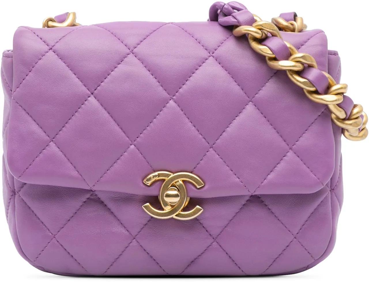Chanel 2021-2024 Mini Quilted Lambskin Candy Chain Flap lila | Sac à ...