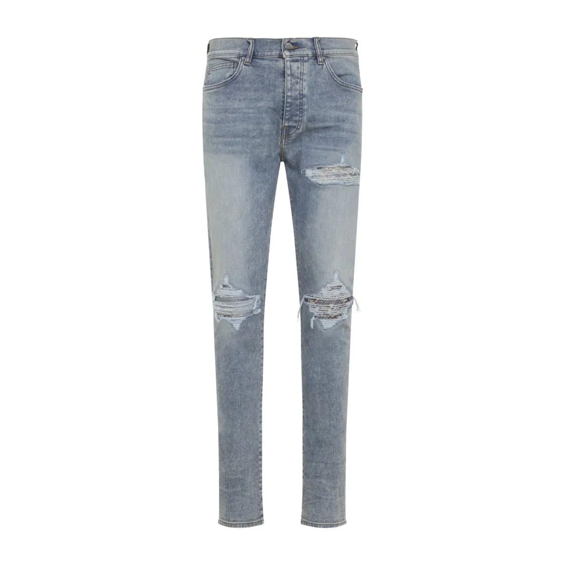 Amiri Light Blue Distressed Denim Jeans Grey | Jeans