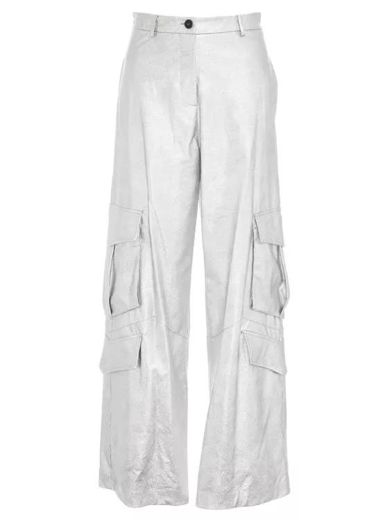 Gender Eco Leather Cargo Pants White | Cargo-Hose