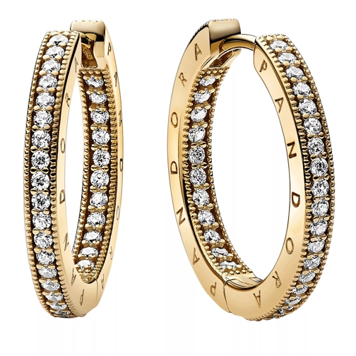 Pandora Pandora Signature Logo & Pavé Hoop Earrings gold | Creole