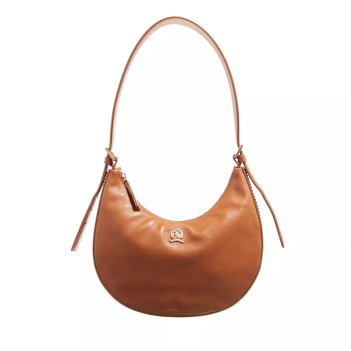 Tommy Hilfiger Crest Leather Shoulder Bag Tan | Hobo Bag