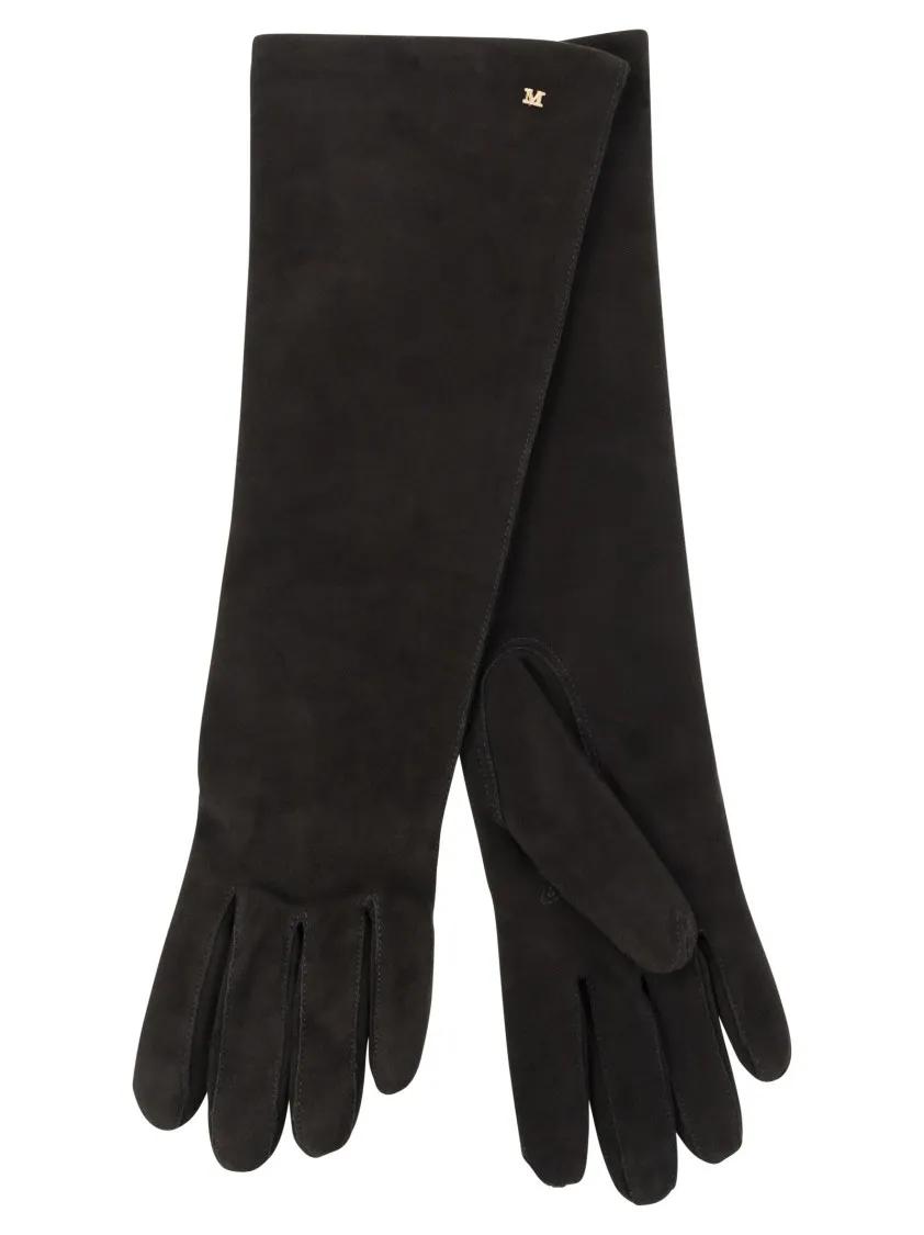 Max Mara Afideesuede - Long Suede Nappa Gloves Black | Handschoenen