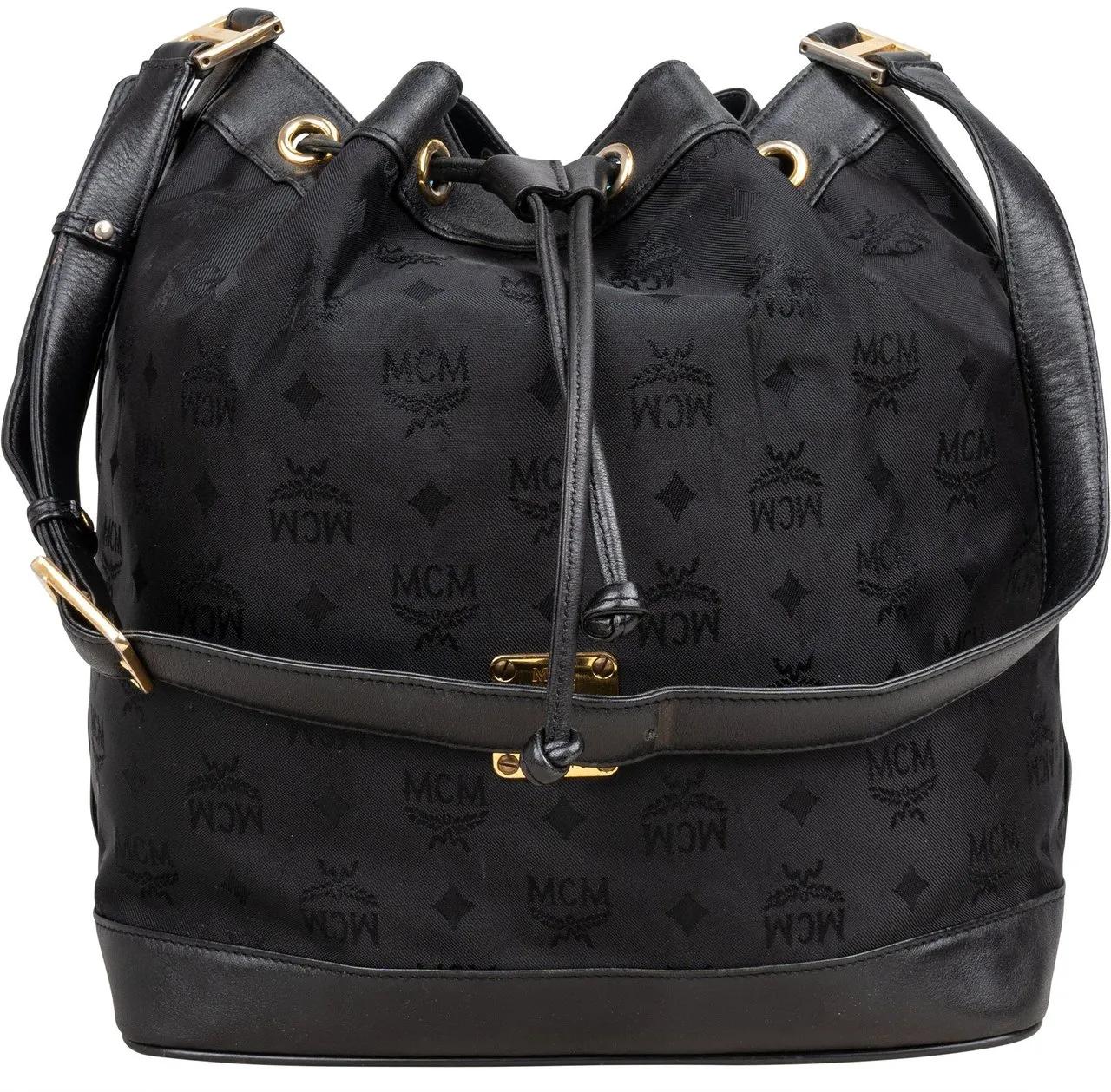 Pre-Loved MCM Tote | MCM Visetos Monogram Bucket Crossbody Bag schwarz