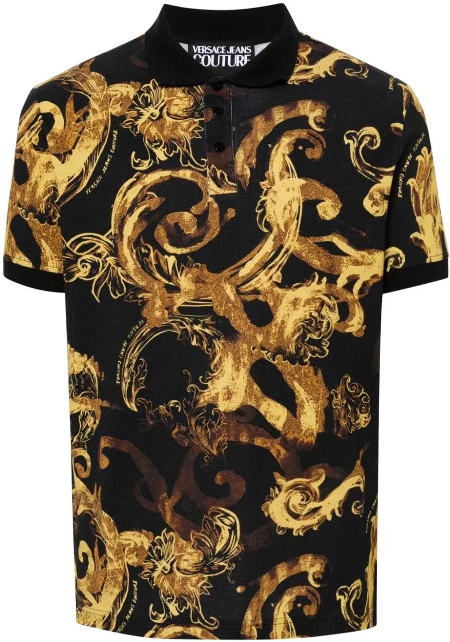 Versace Jeans Couture Black Cotton Polo Shirt Black | Polohemd