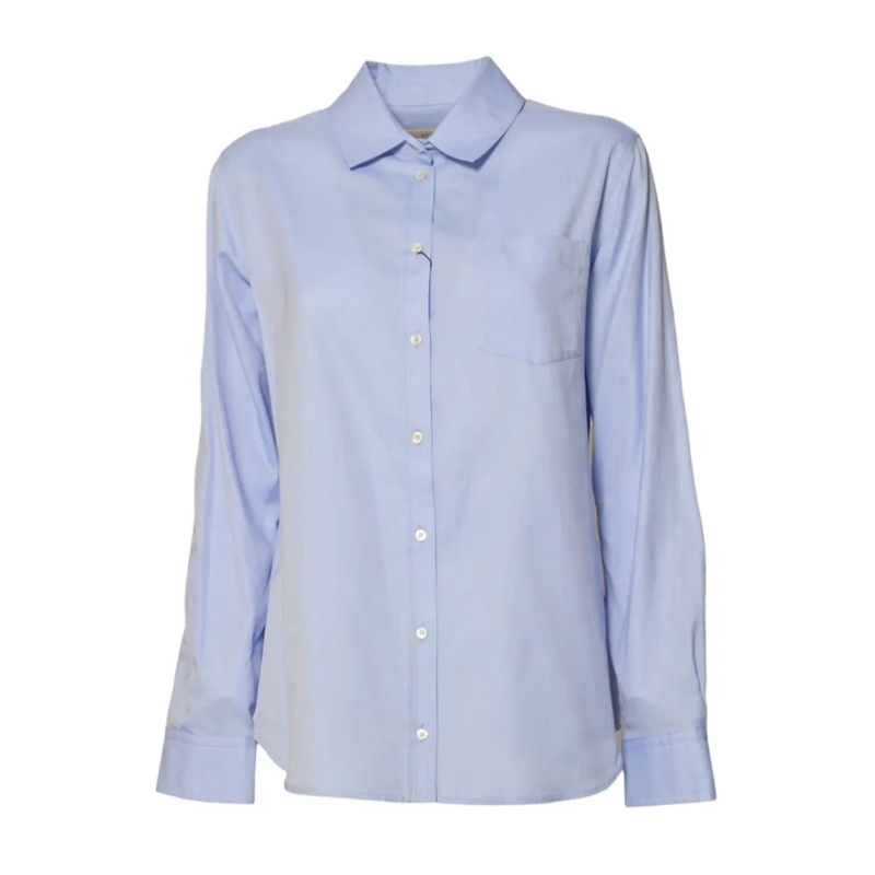 Max Mara Long-Sleeve Classic Shirt In Clear Blue Cotton Blue | Hemd