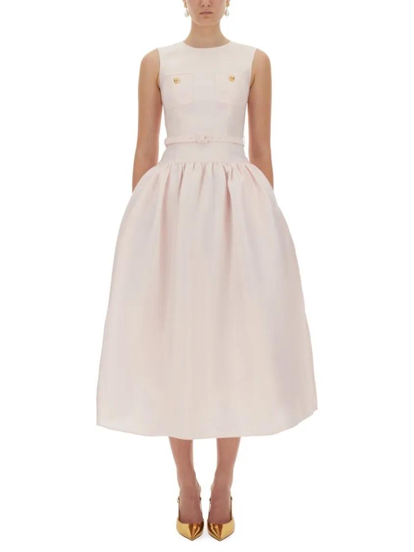 Self Portrait Taffeta Midi Dress Pink | Midikleid