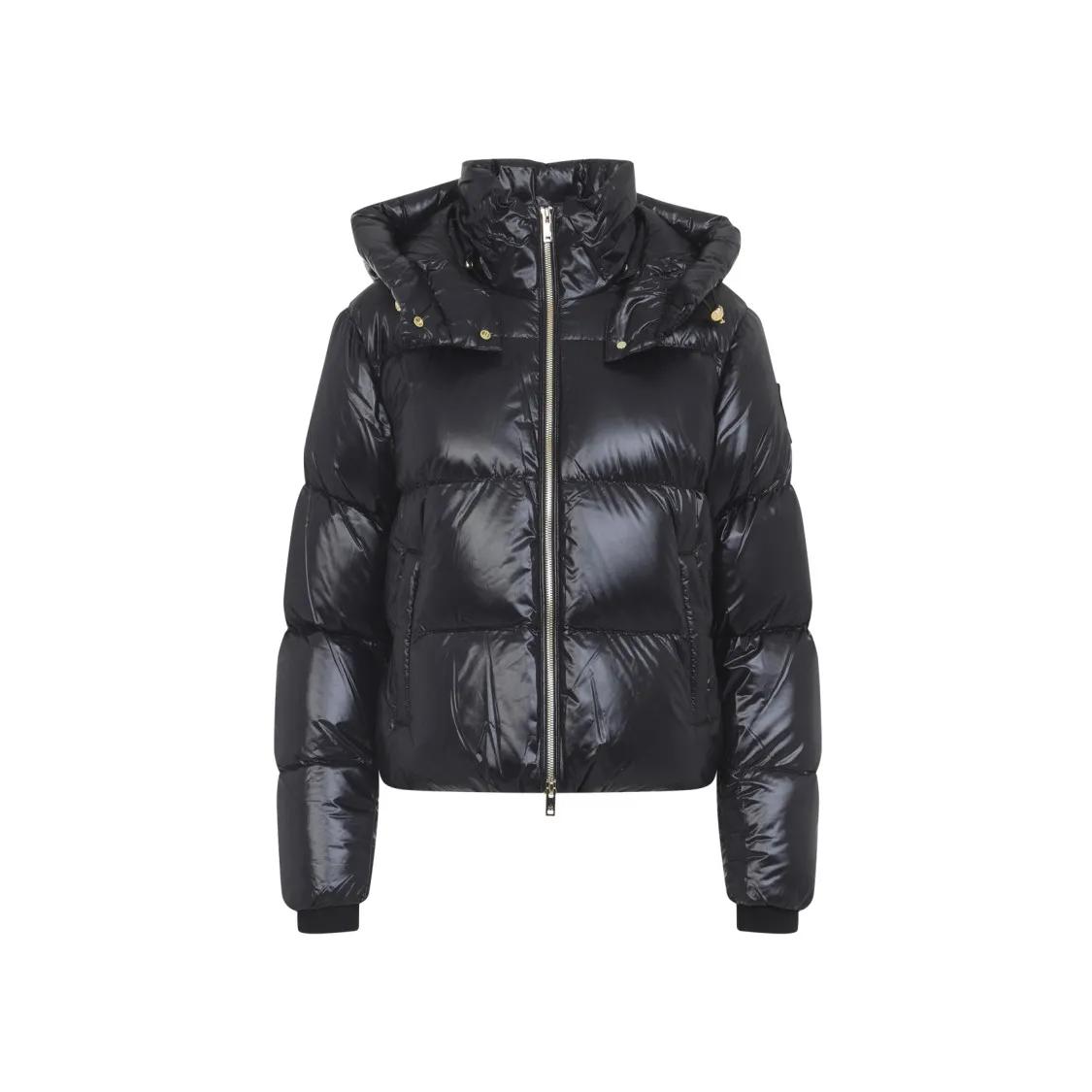 Moose Knuckles Shiny Black Puffer Jacket With High Collar And Det Black
