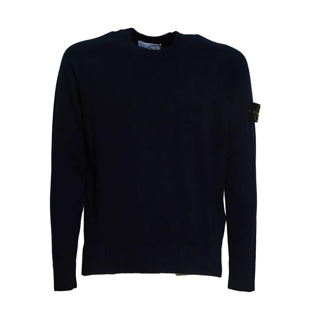 Stone Island Navy Blue Geelong Wool Sweater Black | Pullover