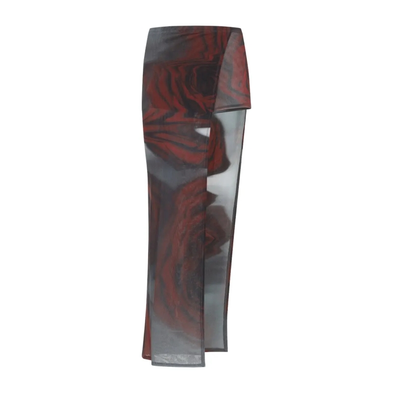 Jean Paul Gaultier Blurry Roses Asymmetric Midi Skirt Grey | Midirock