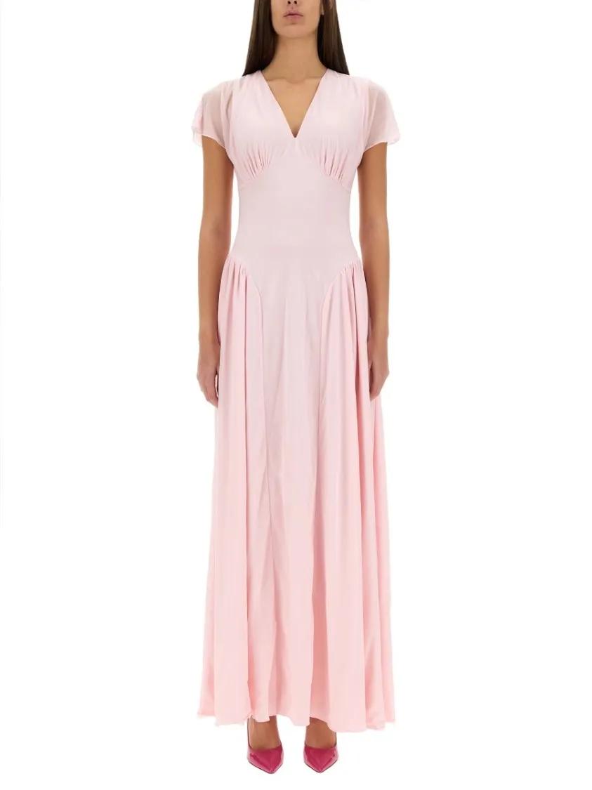Rotate Long Dress With Draped Silhouette Pink