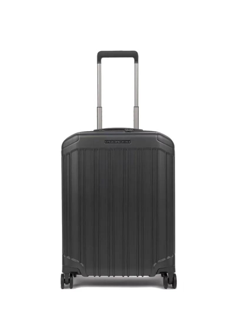Piquadro Ultra Slim Four Wheel Hardside Cabin Trolley Black | Rolkar