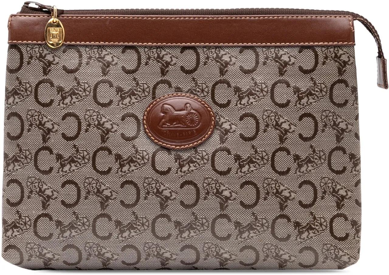 Pre-Loved Celine Clutch | C Carriage Coated Canvas Clutch braun
