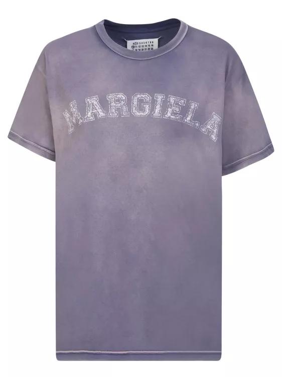 Maison Margiela College Logo And Faded Effect T-Shirt Purple | T-shirts