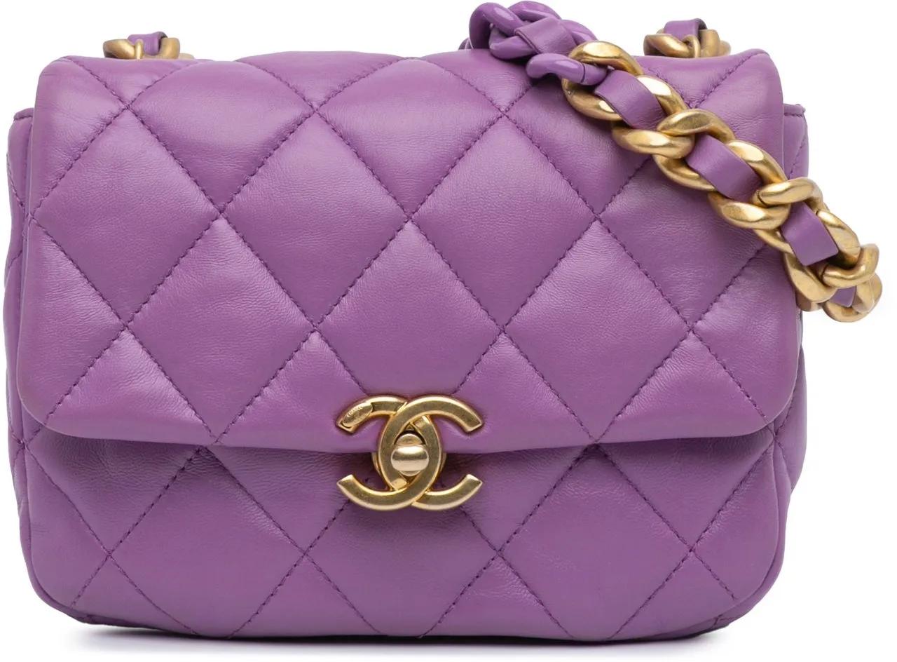 Chanel 2021-2024 Mini Quilted Lambskin Candy Chain Flap lila ...