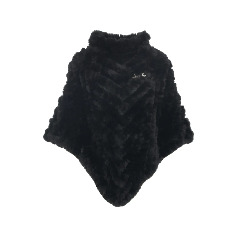 LIU JO Chevron Pattern Cape With High Collar Black | Cape