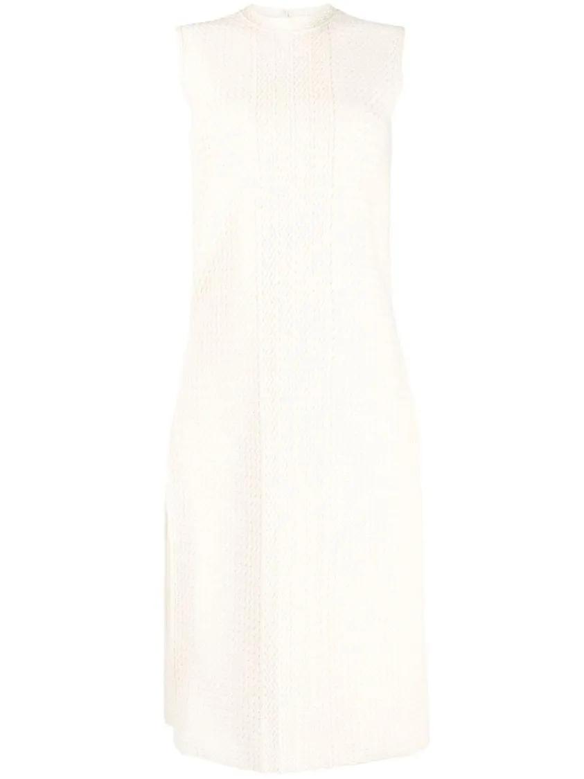 Jil Sander Textured Beige Midi Dress With Minimalist Design White ...