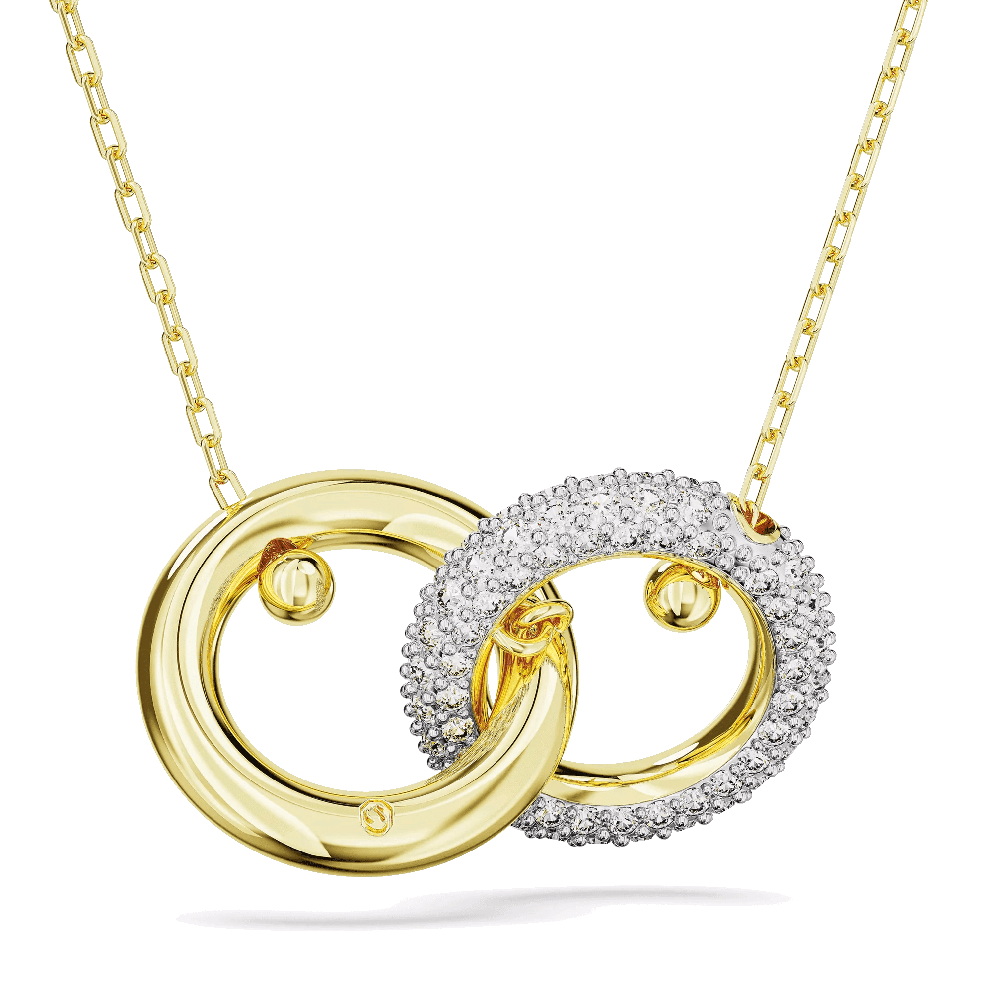 Swarovski Dextera pendant, Interlocking loop, Gold-tone plat White | Hanger