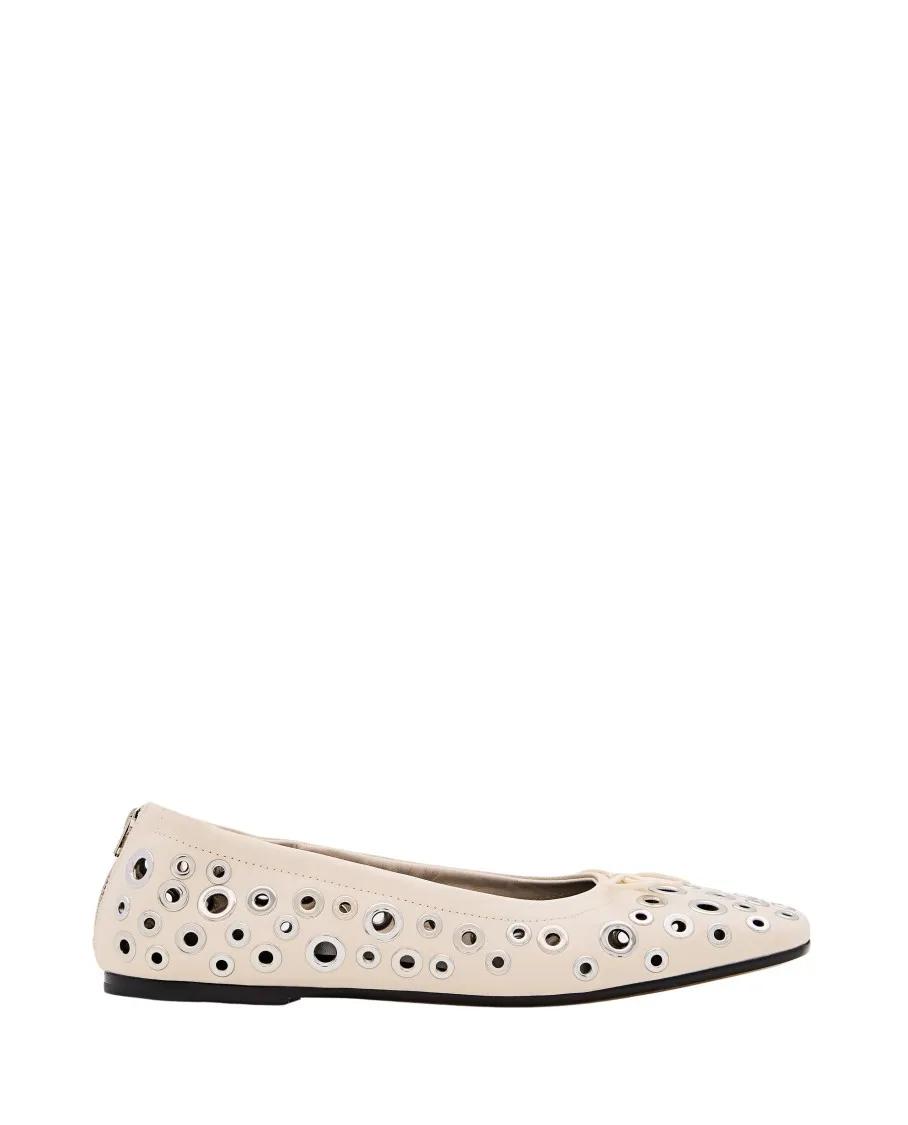 Golden Goose Cream Amy Square Toe Leather Ballet Flats Neutrals ...