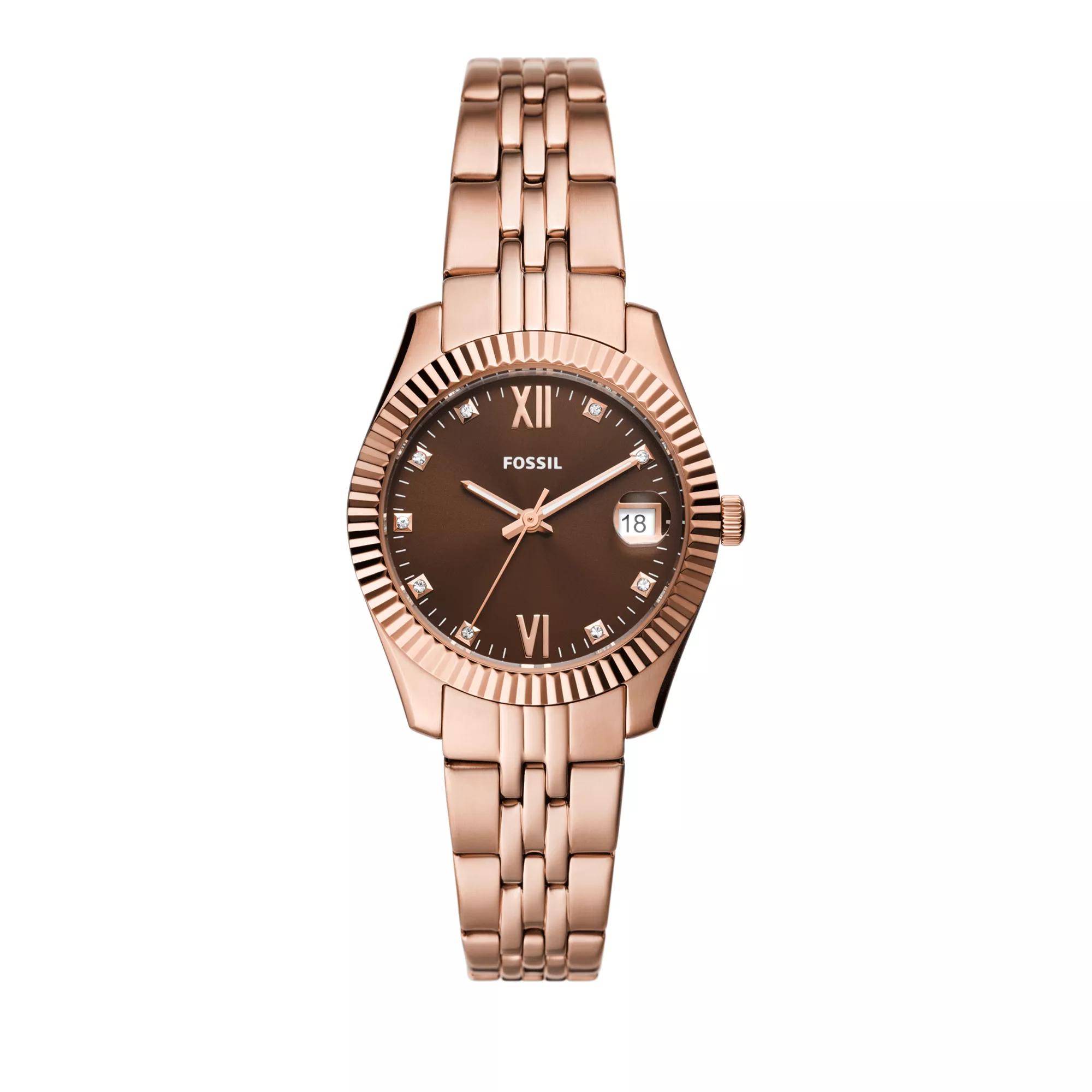Fossil Scarlette Three Hand Date Stainless Steel Watch Silver Quarz Uhr