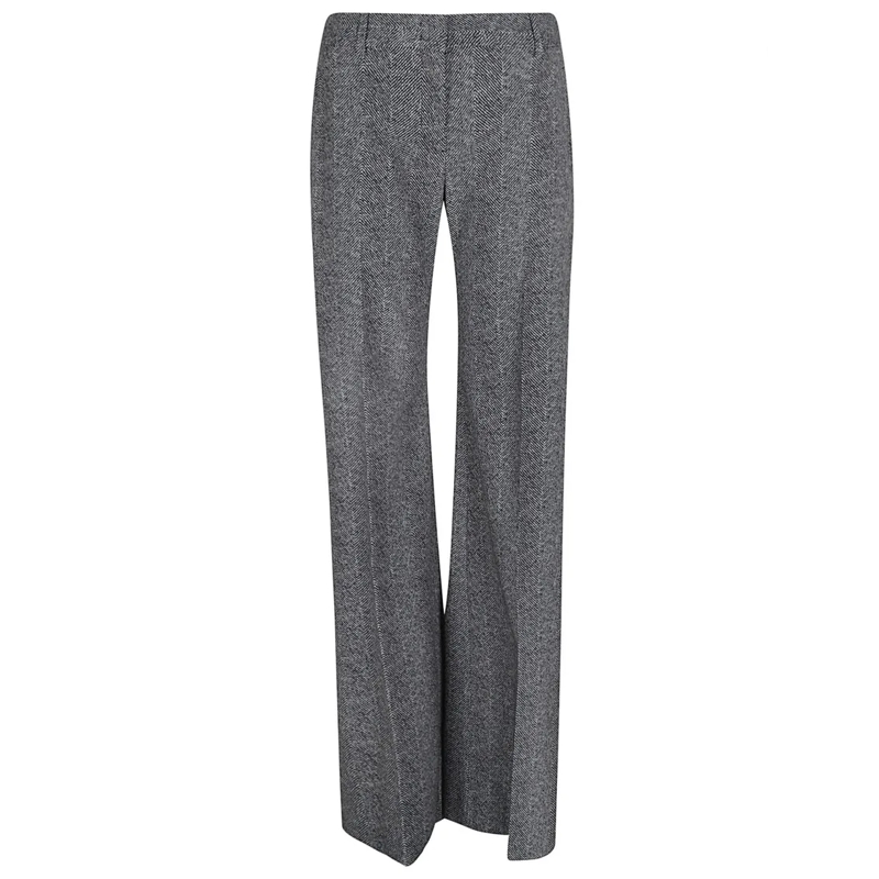Ermanno Scervino Wide-Leg Trousers With Subtle Herringbone Pattern Grey