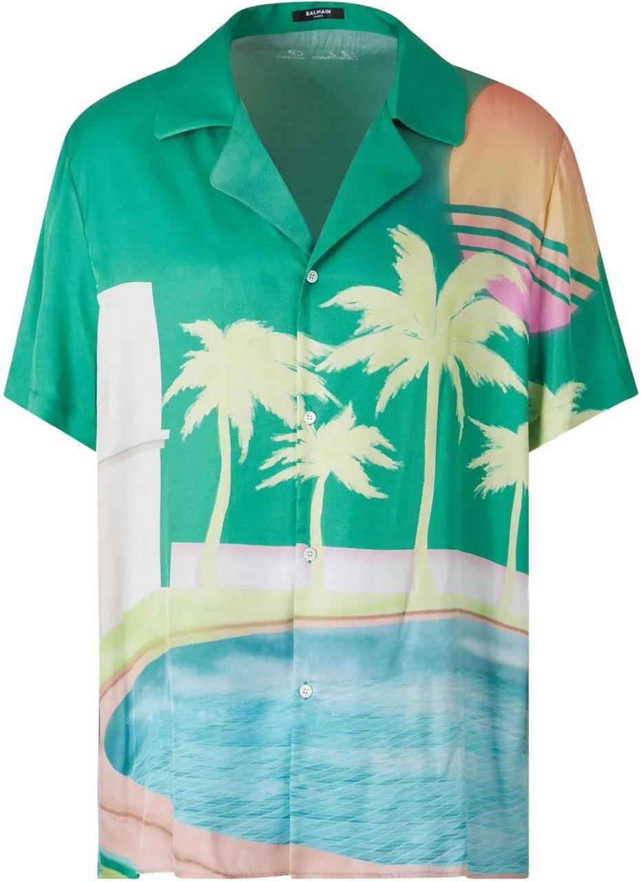 Balmain Palm Motif Shirt grün | T-Shirts