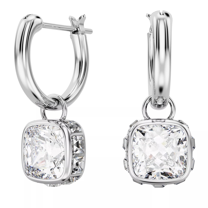 Swarovski Stilla drop earrings Square cut Rhodium plated White Ohrhanger