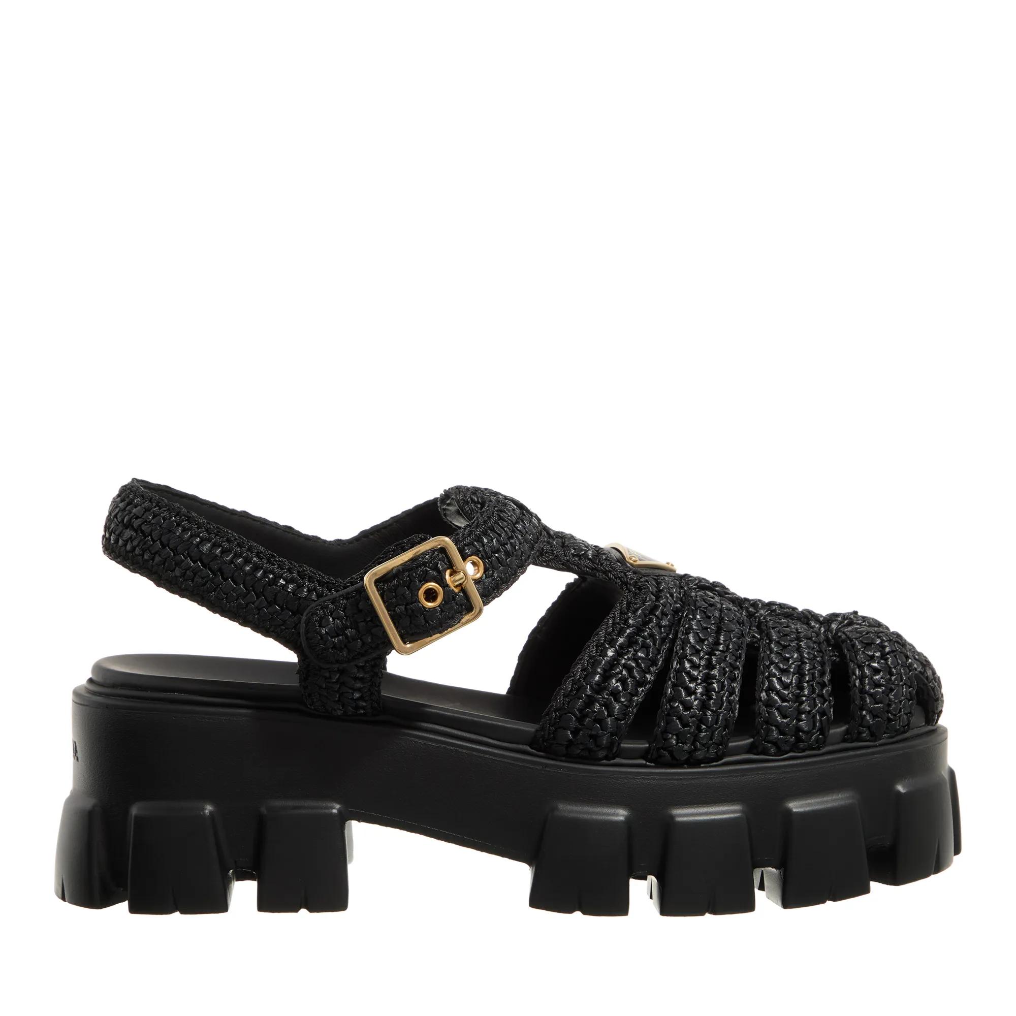 Prada Raffia Sandals Nero | Sandaal