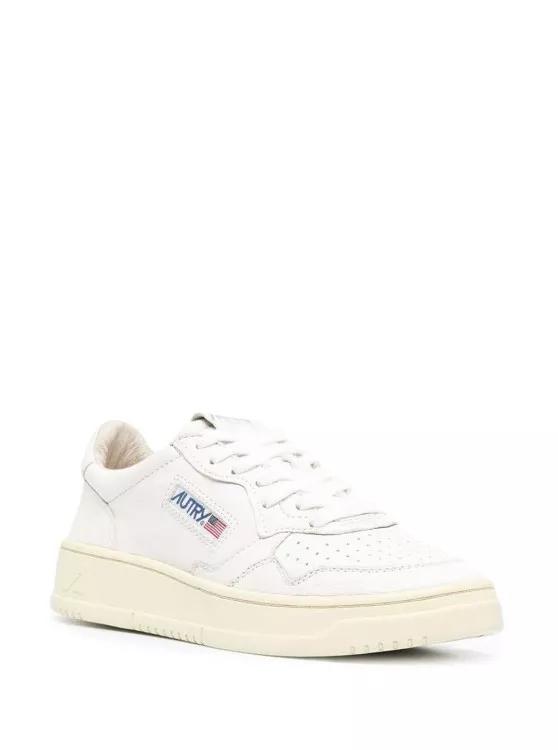 Autry International White Leather Sneakers With Logo Woman White | Low ...