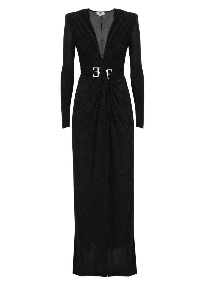 Elisabetta Franchi Lurex Red Carpet Dress Black