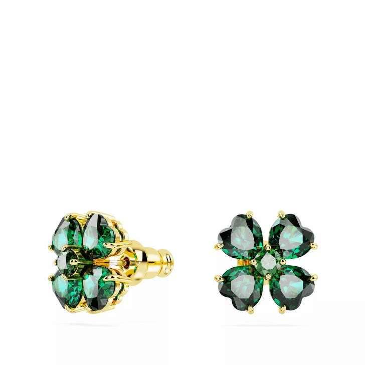 Swarovski Idyllia stud earrings Clover Gold tone plated Green Ohrstecker