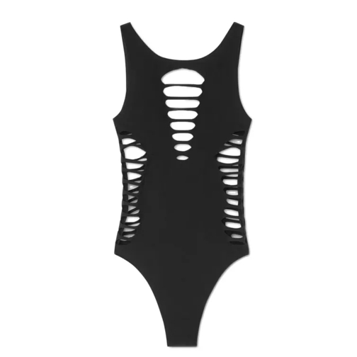 Versace Slashed One Piece Swimsuit Black