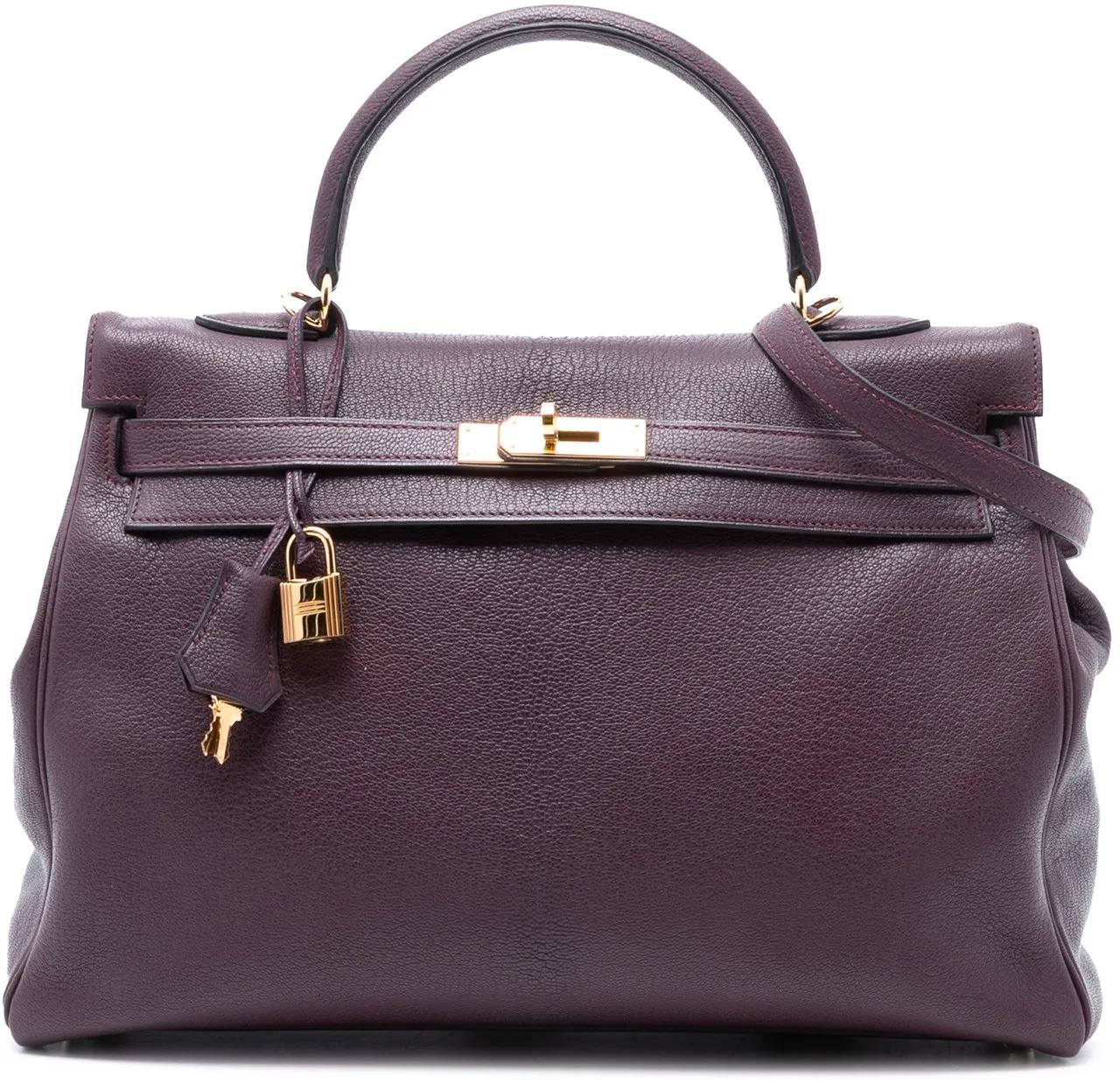 Pre-Loved Hermès Schultertasche | Chevre Mysore Kelly II Retourne 35 lila